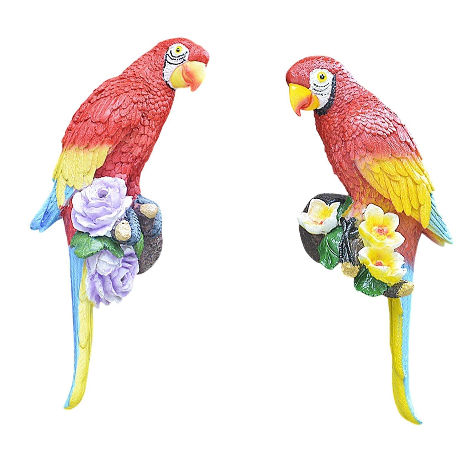 Vsenkes 2x Parrot Statue Art Macaw Gift Parrot Tree Hugger for Porch ...