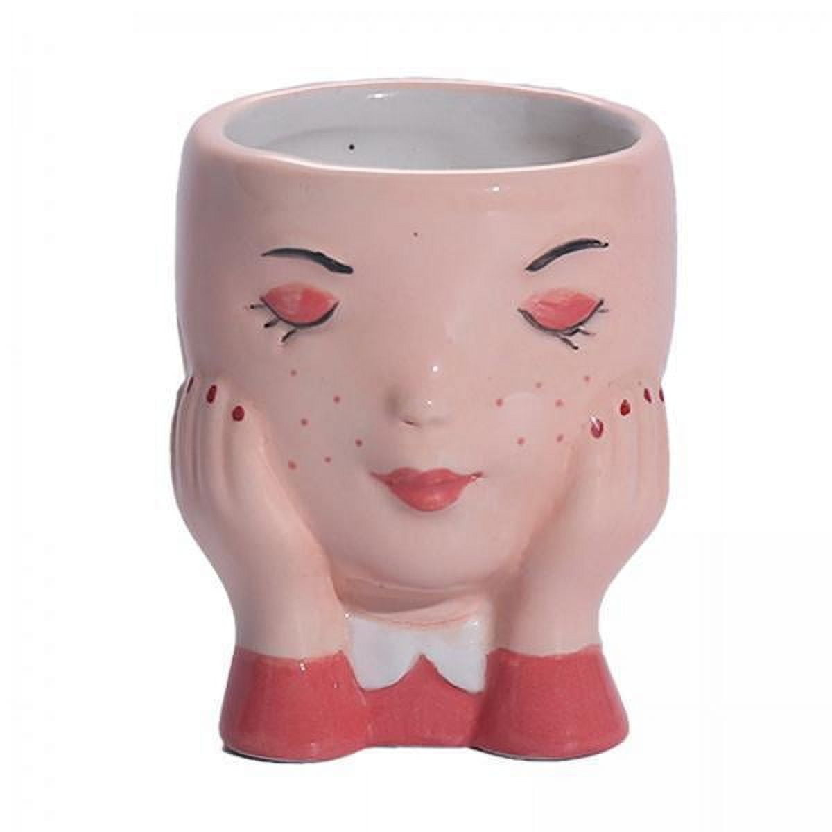 Vsenkes 6xFace Flower Pot Plant Pot Head planter Figurines Plants Pink ...