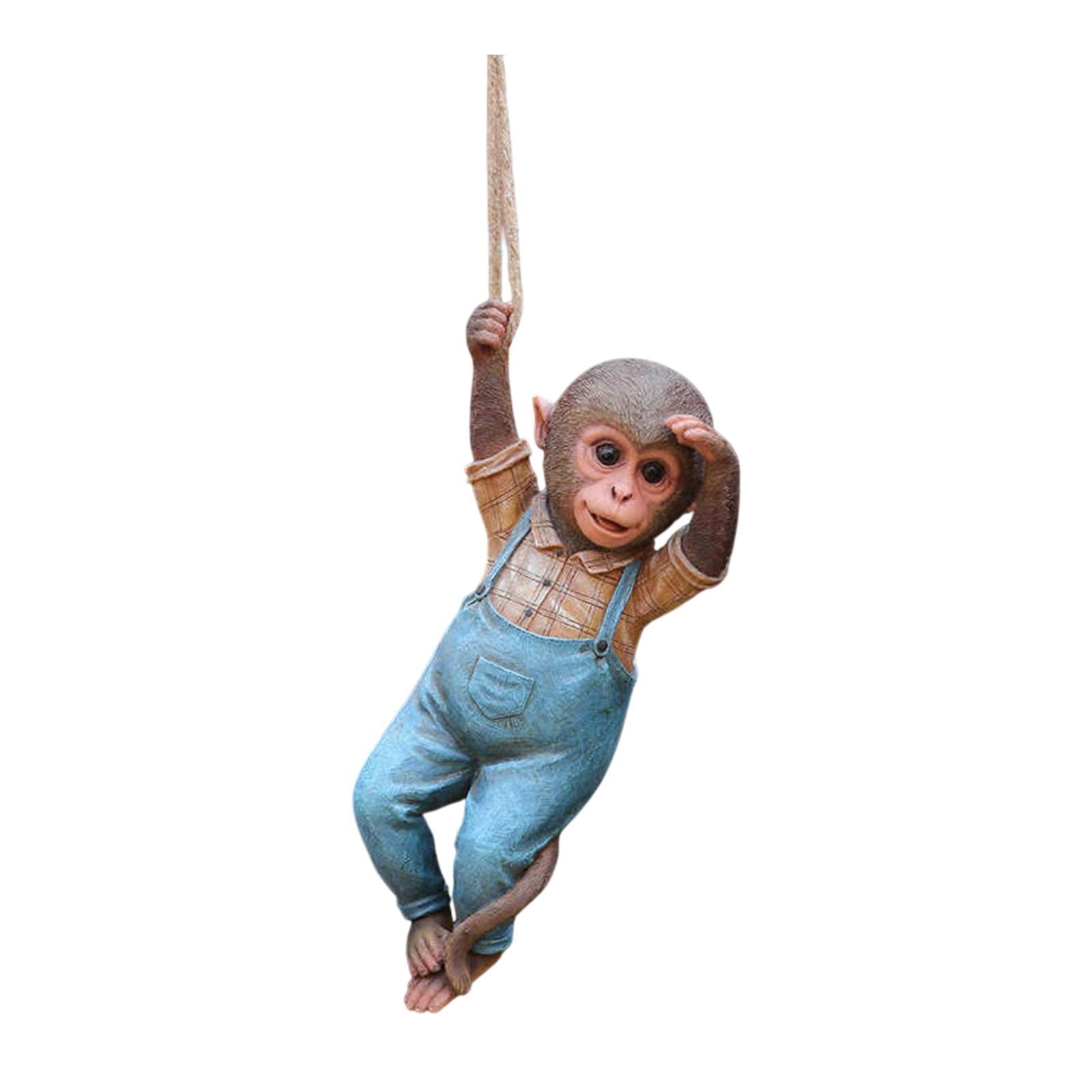Vsenkes Hanging Monkey Figurine Indoor Hanging Monkey Rope Statue for ...