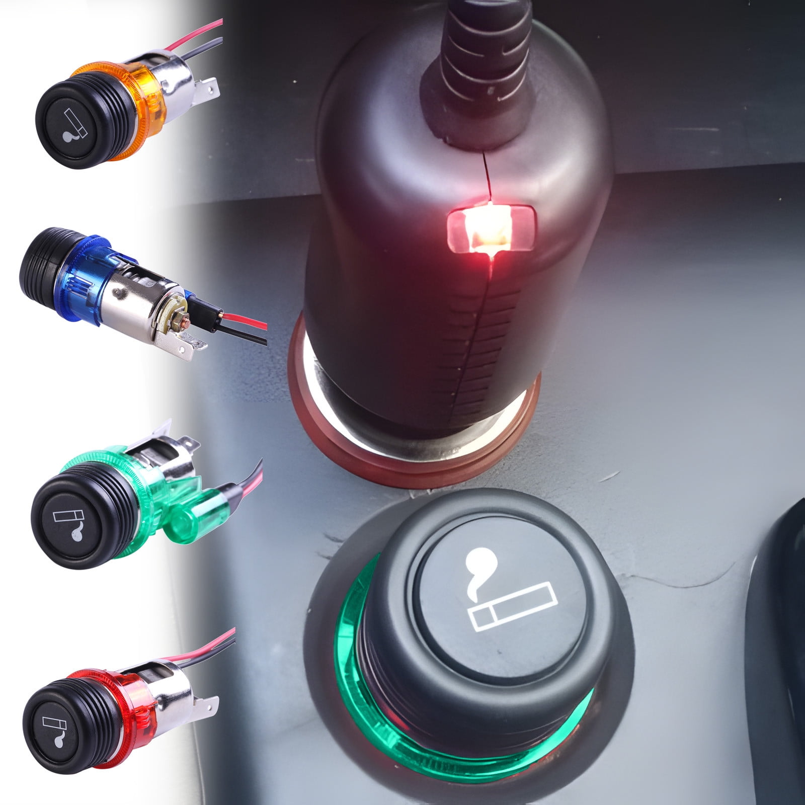 Vsgery 12V Universal Modified Car Lighter with Light, Can Be Charged ...