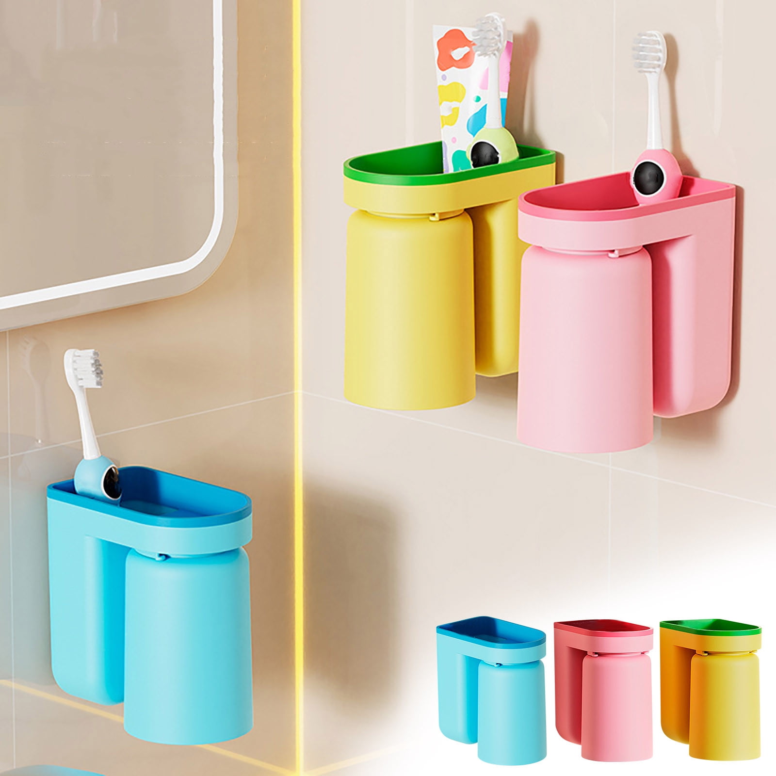 Vsgery Wall-Mounted Toothbrush Storage Rack with No Punching Design for ...