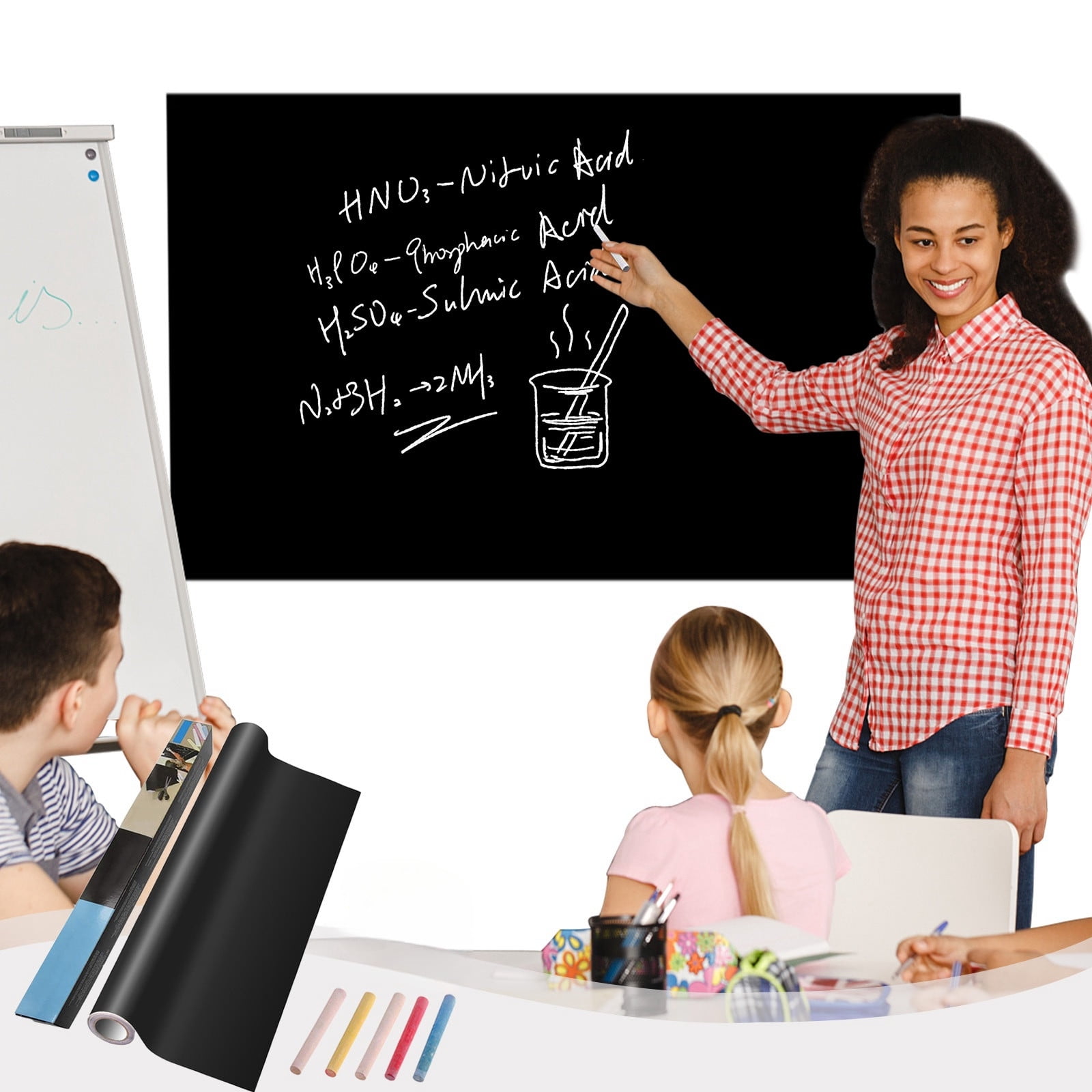 Vsontor Chalkboard Wall Sticker Rolls 18X79In Wallpaper Stick Chalk ...
