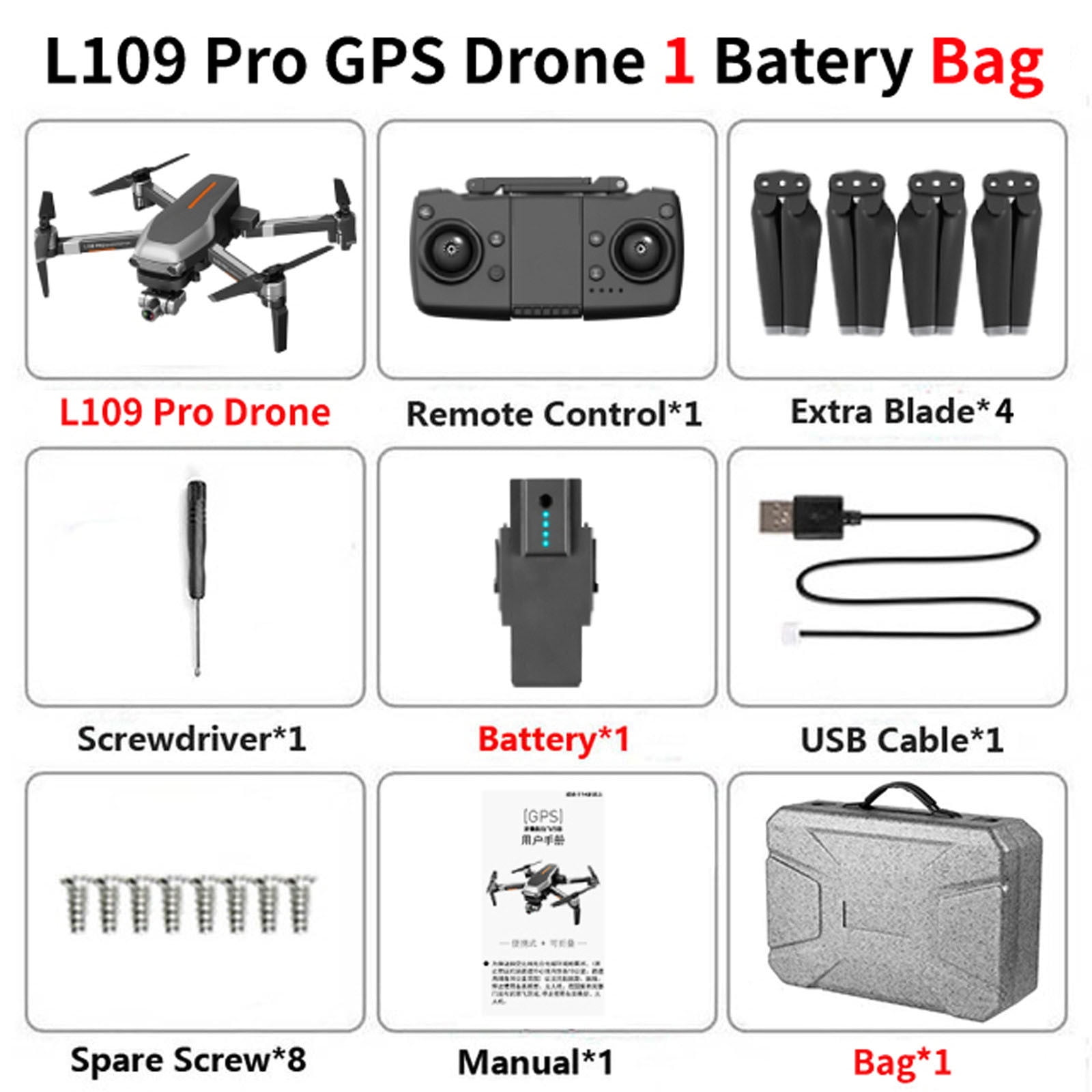 Vsontor Drone With Camera For Adults L109Pro Gps Drone 4K Quadcopter 5G Wifi Fpv Hd Esc Camera ...