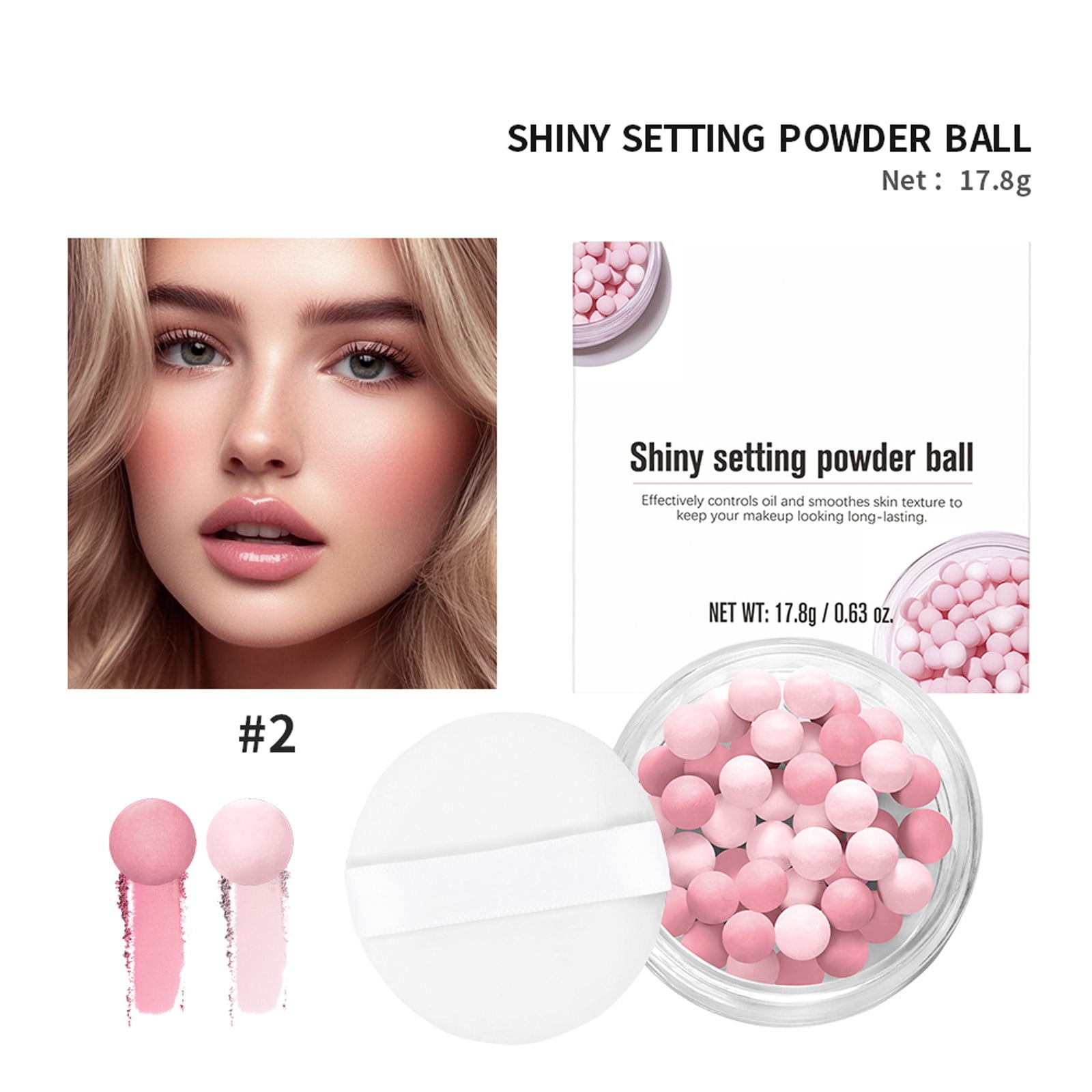 Vsontor Pink Translucent Loose Beads Setting Powder, Shimmer Setting ...