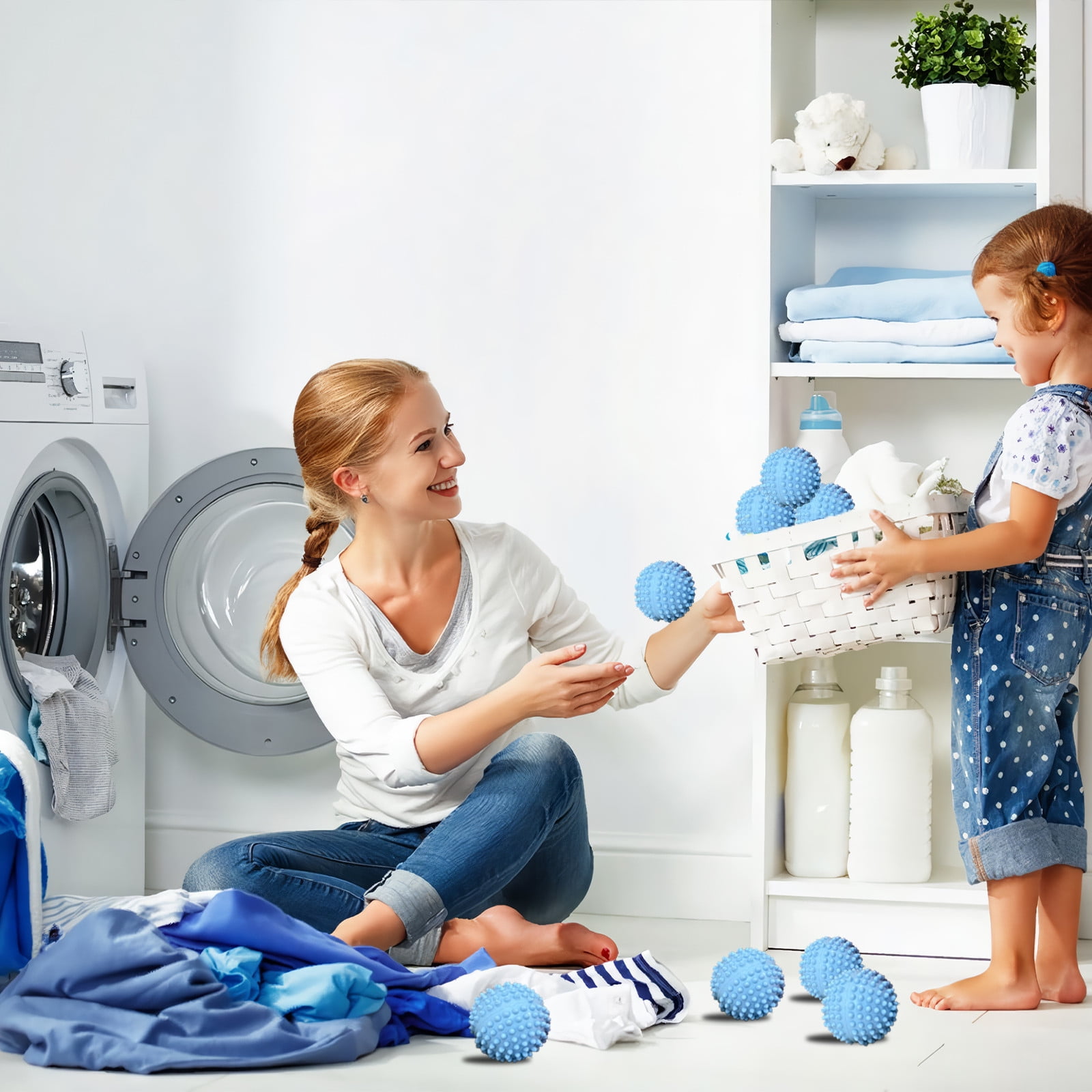 Vsontor Reusable Laundry Dryer Balls Plastic Fabric Softener Reduces ...