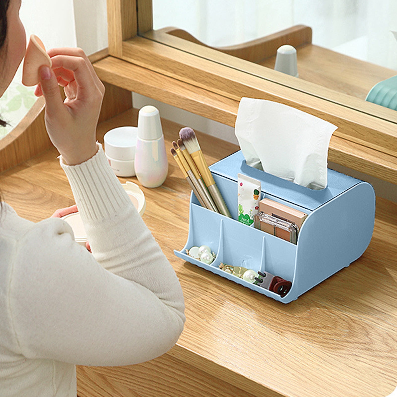 Vsontor Storage Organizer Desktop Tissue Box With Multiple Colors To ...