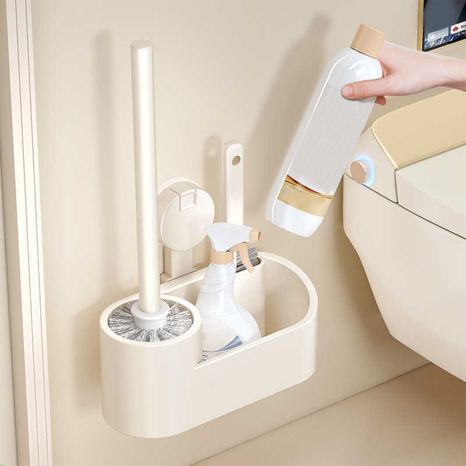 Vsontor Toilet Suction Cup Toilet Brush Non Perforated Household Toilet ...
