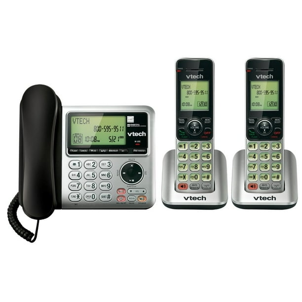 Vtech CS6649-2 Digital Answering System, Corded Base and 2 Cordless ...