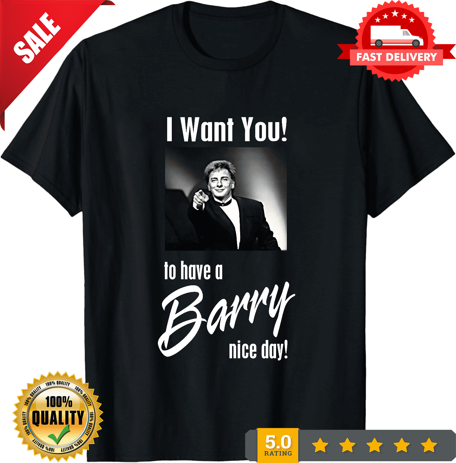Vtg Barry Manilow Nice Day Concert Tour Tee T-Shirt, LIMITED EDITION ...