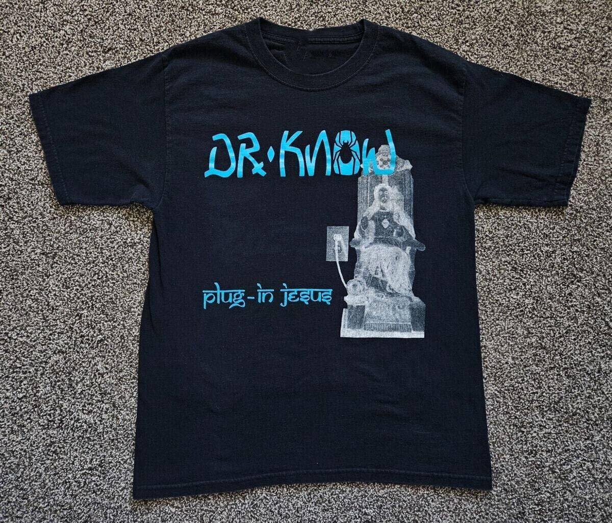 Vtg Dr. Know Band Plug In Jesus Cotton Black Full Size Shirt For Men ...
