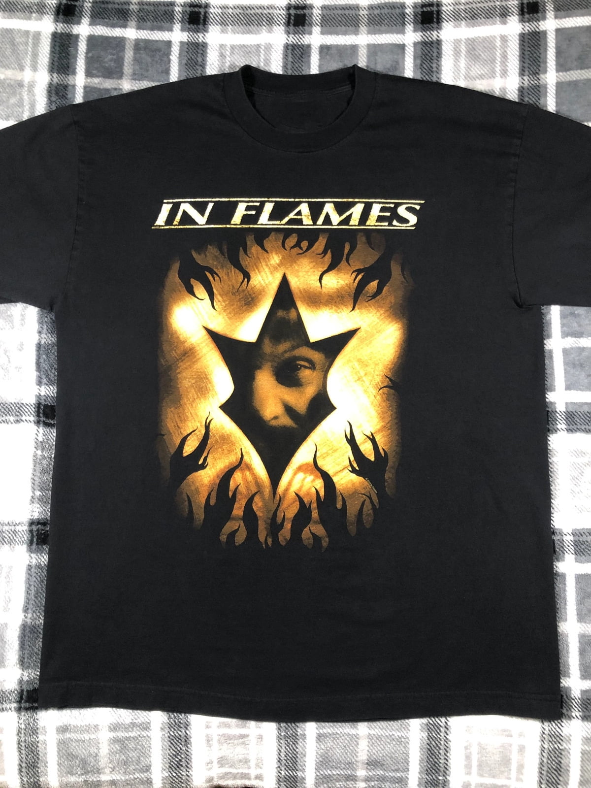 Vtg In Flames Band Reroute to Remain Tour Cotton Black T Shirt For Men ...