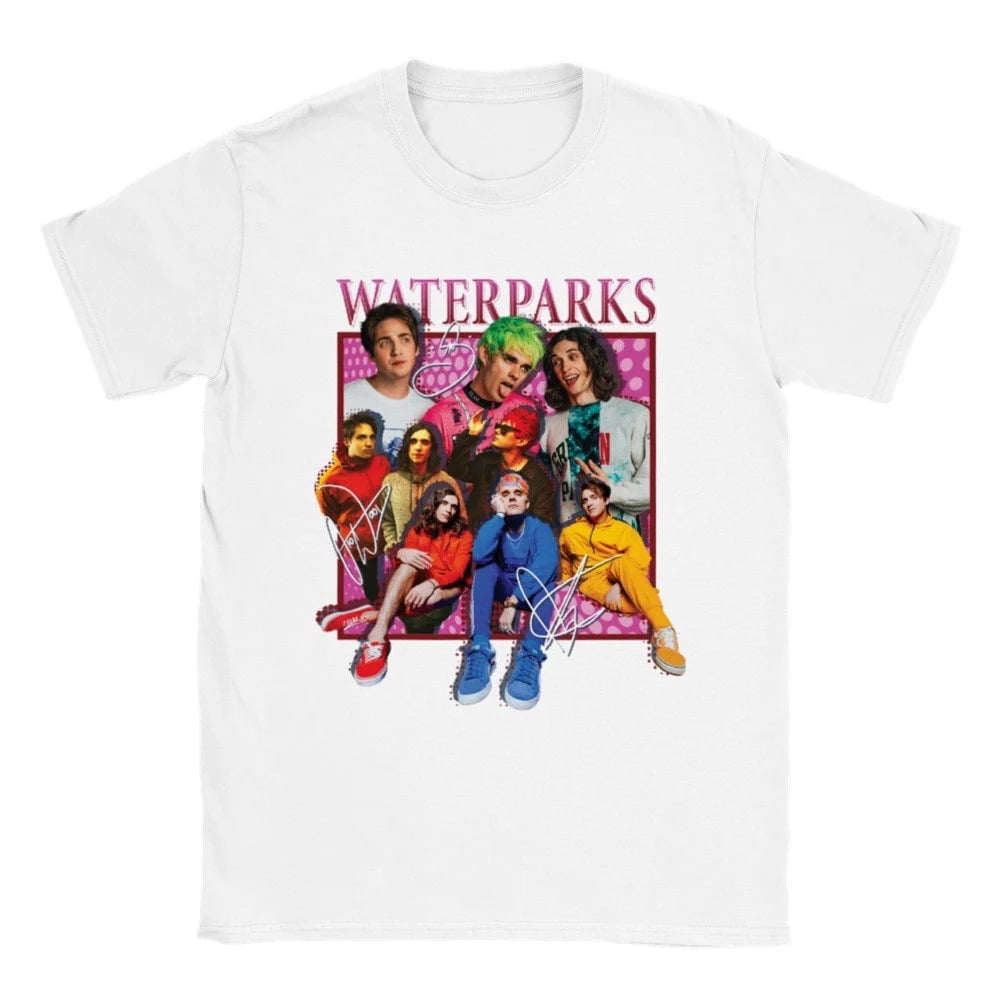 Vtg Waterparks Band Signature T Shirt For Men Full Size White Cotton ...