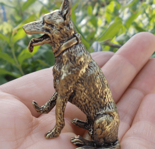 Vtgbrasslover Vtg Vintage style Brass Sitting dog statue , animal Pet ...