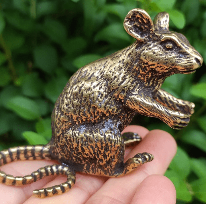 Vtgbrasslover Vtg Vintage style cute copper mouse head Statues figure ...