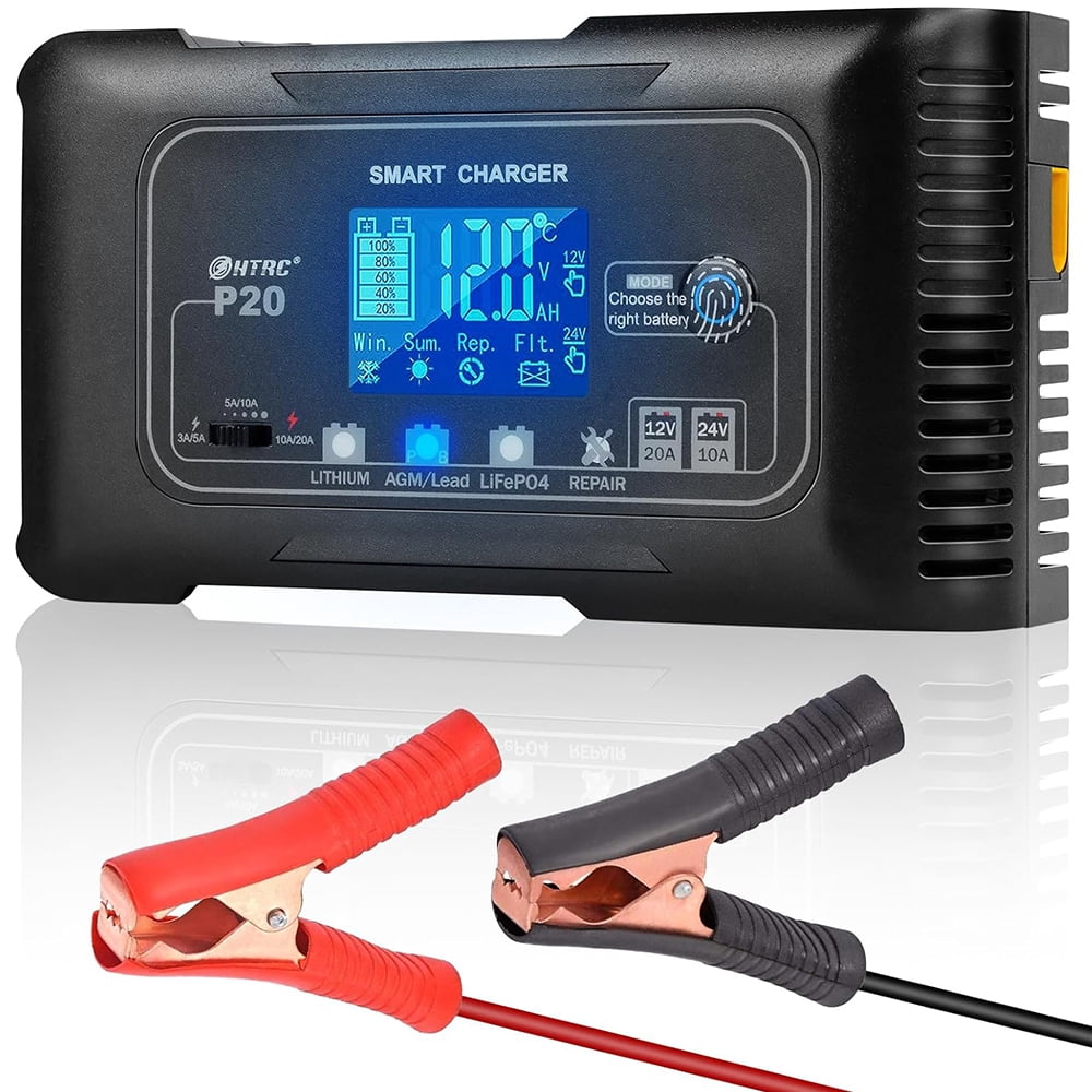 Vtin 20 Amps Automotive Battery Charger for Boat, Motorcycle, Lawn ...