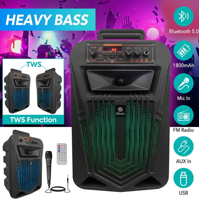 Vtin 6000W Portable Bluetooth Speaker: 8-Inch, Heavy Bass, with Mic ...