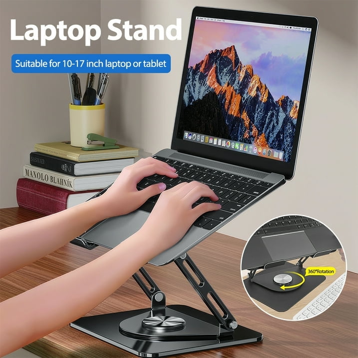 Vtin Laptop Stand with 360° Rotating Base,Ultra-Stable Metal Swivel ...