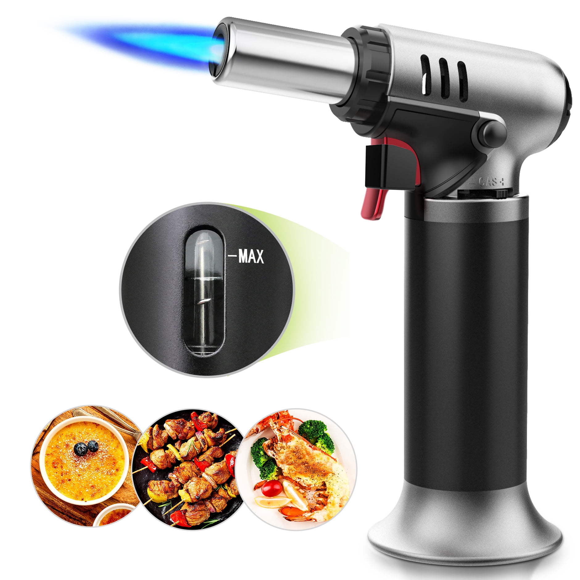 Vtin Refillable Culinary Torch Adjustable Flame Black Butane Torch ...
