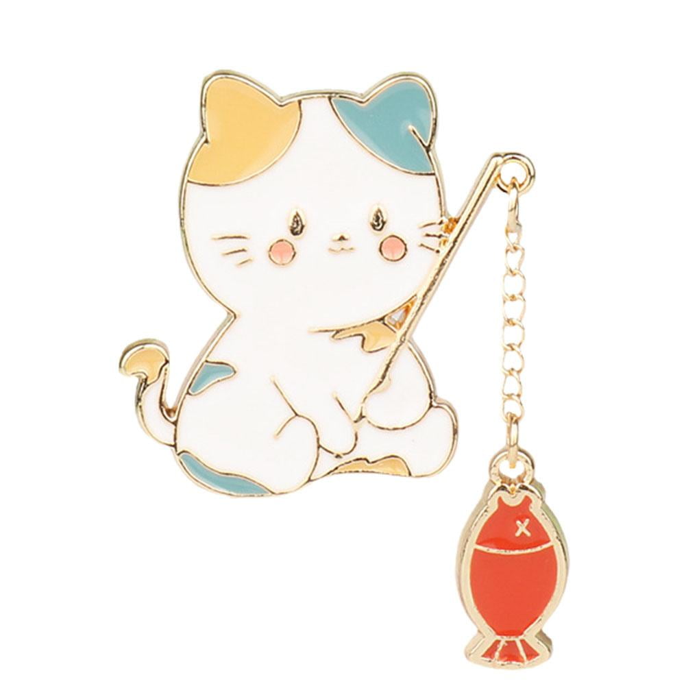 VtiswUws Brooch Kitten Fishing Cute Cartoon Badge Pin Student Gift ...