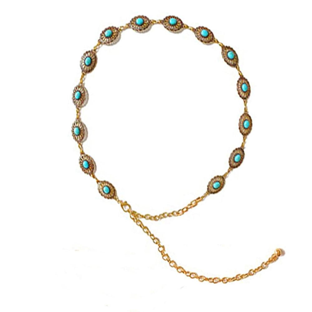 VtiswUws Western Metal Concho Belt Metal Boho Women Turquoise Concho ...
