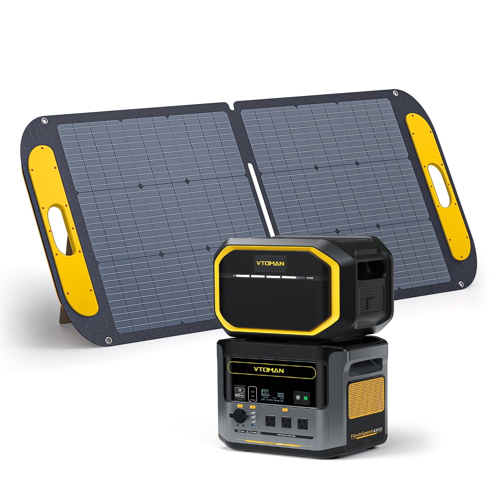 Vtoman 2376Wh Portable Power Station Bundle with Extra Battery & 110W Solar Panel Included, Up ...