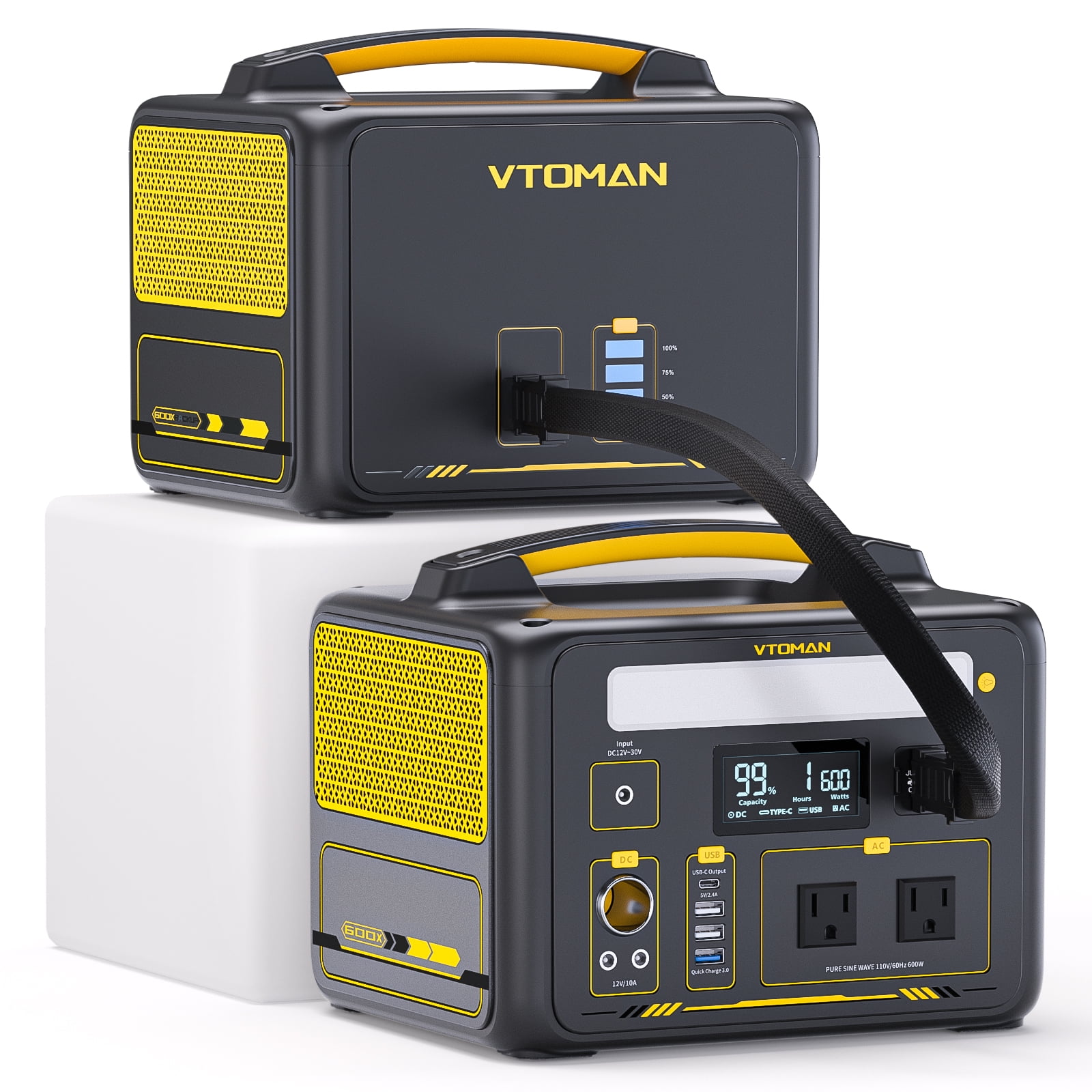 Vtoman Portable Power Station 600W with Extra Battery, 939Wh LiFePO4 Solar Generator with 110V ...