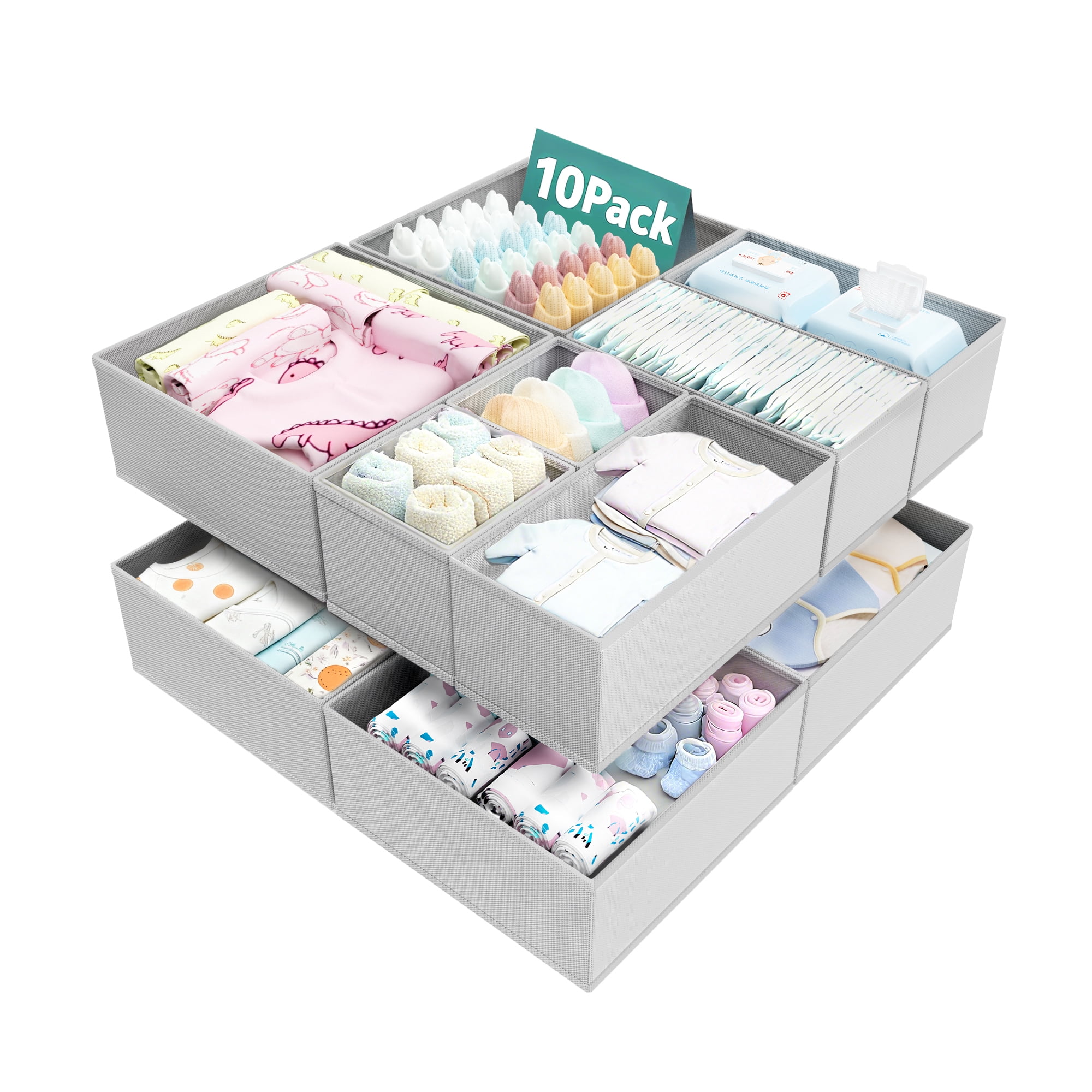 Vtopmart 10 Pack Drawer Organizer for Clothes, Dresser Drawer Organizer ...