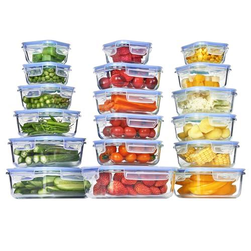 Vtopmart 12- 18 Pack Glass Food Storage Containers with Lids -Stackable ...