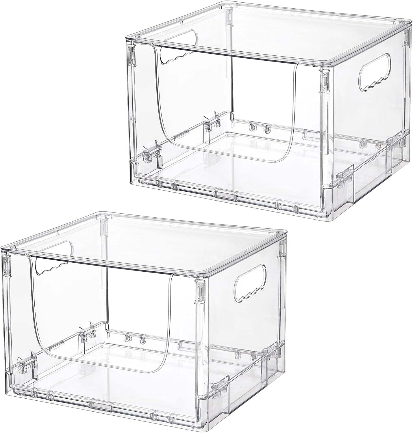 Vtopmart 2 Pack Large Foldable Open Front Storage Bins with Lids for ...