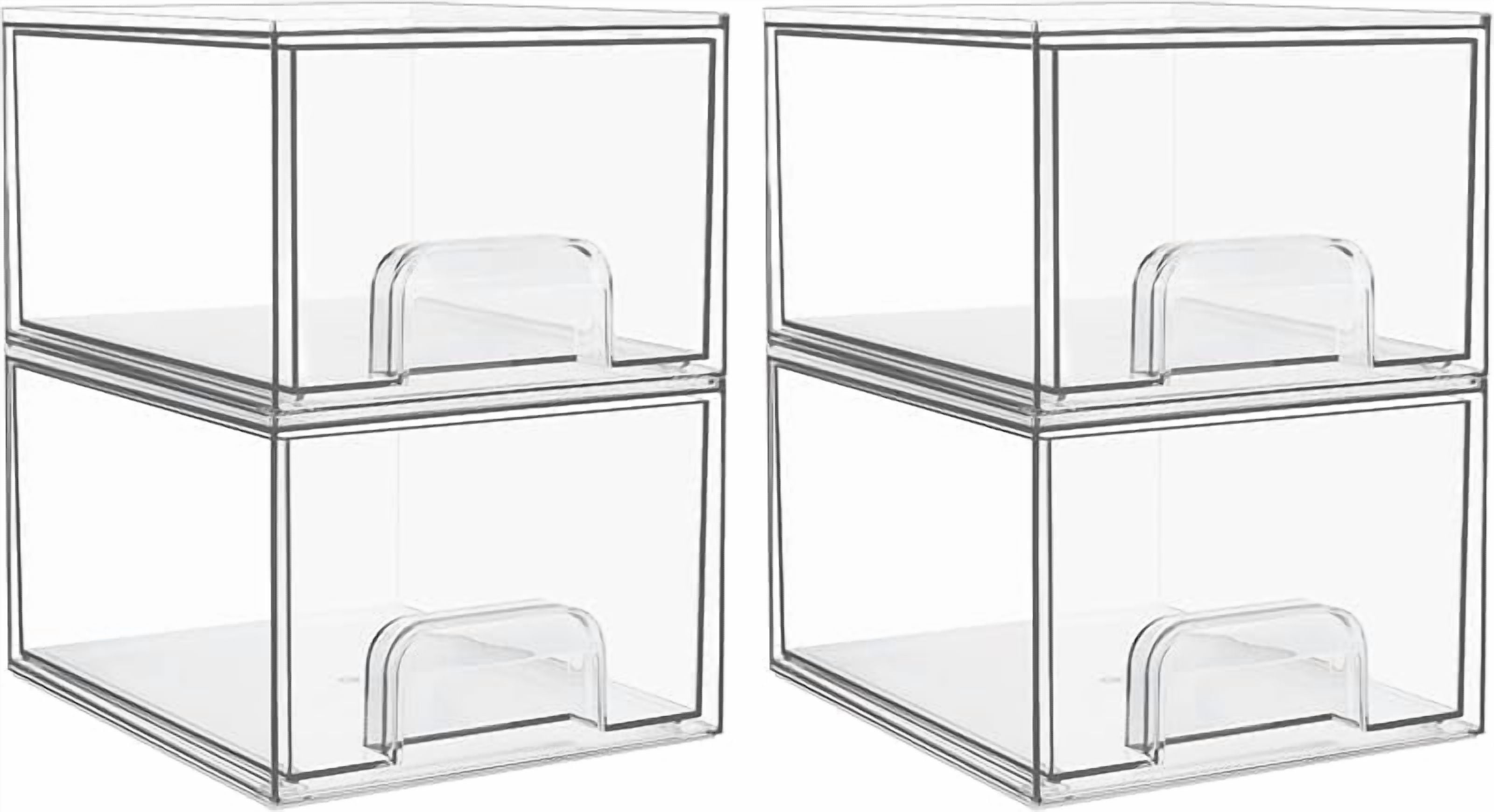 Vtopmart 4 Pack Clear Small Stackable Storage Drawers,Acrylic Bathroom ...