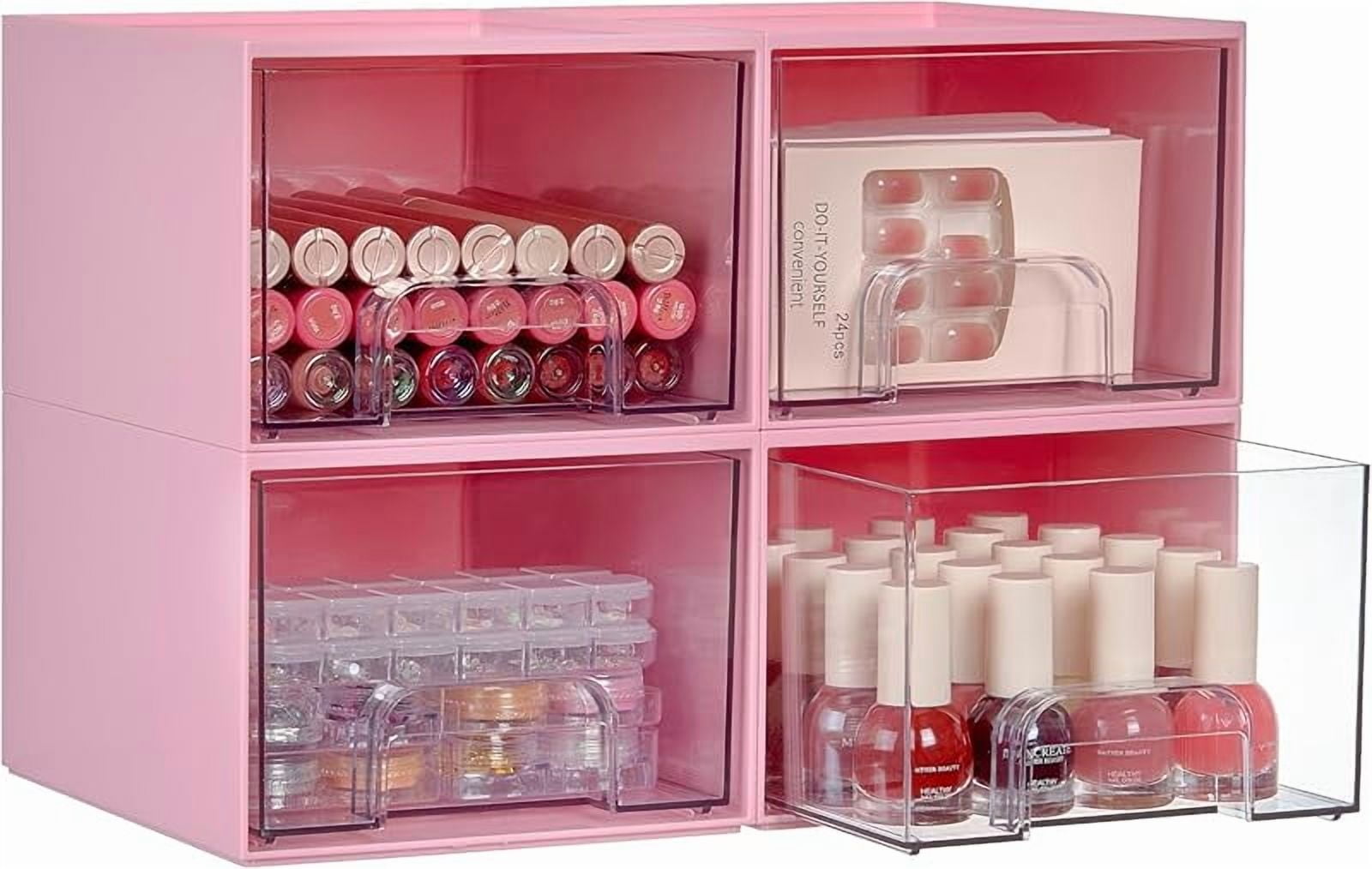 Vtopmart 4 Pack Clear Small Stackable Storage Drawers,Acrylic Bathroom ...