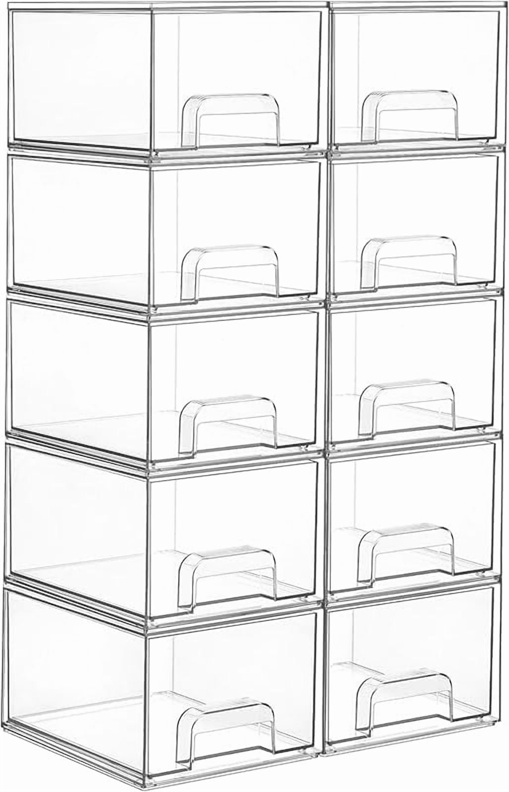 Vtopmart 4 Pack Clear Small Stackable Storage Drawers,Acrylic Bathroom ...