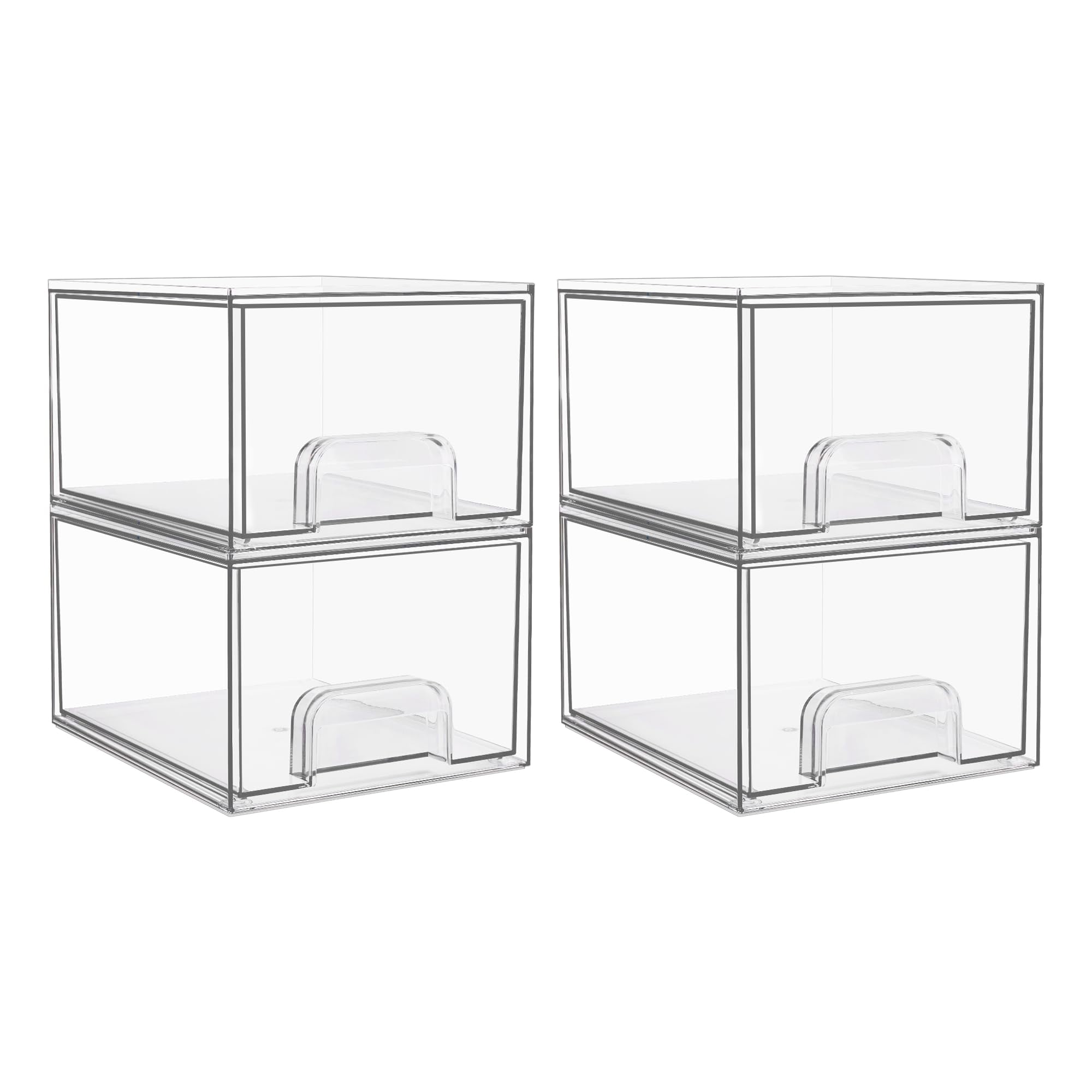 Vtopmart 4 Pack Clear Stackable Storage Drawers, 4.4'' Tall Acrylic ...