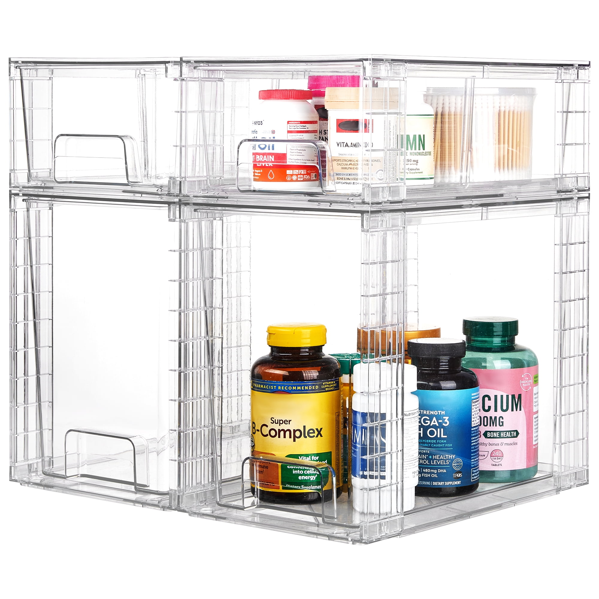 Vtopmart 4 Pack Large Stackable Plastic Storage Drawers, Acrylic Clear ...