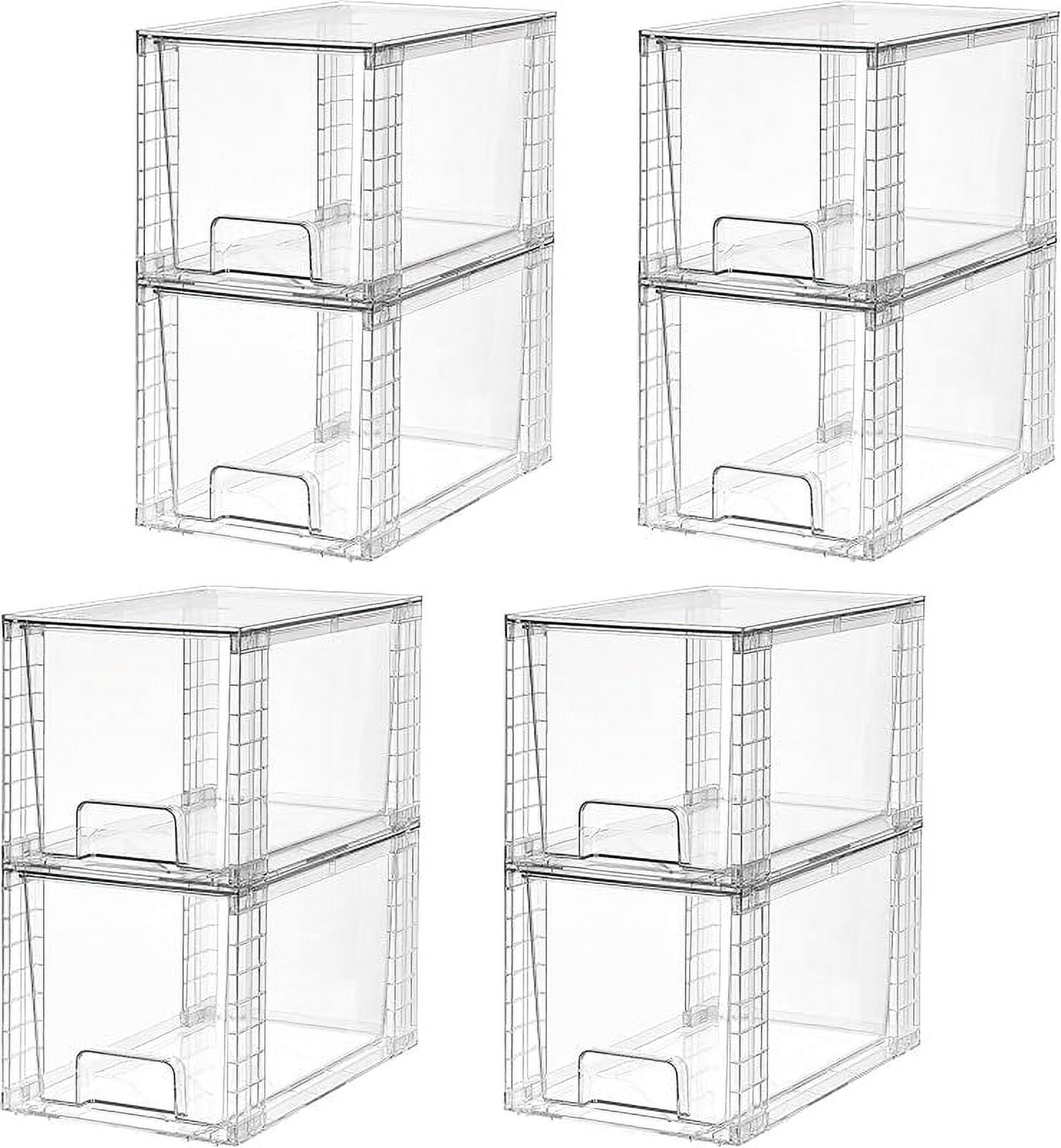 Vtopmart 4 Pack Large Stackable Storage Drawers,Easily Assemble Acrylic ...