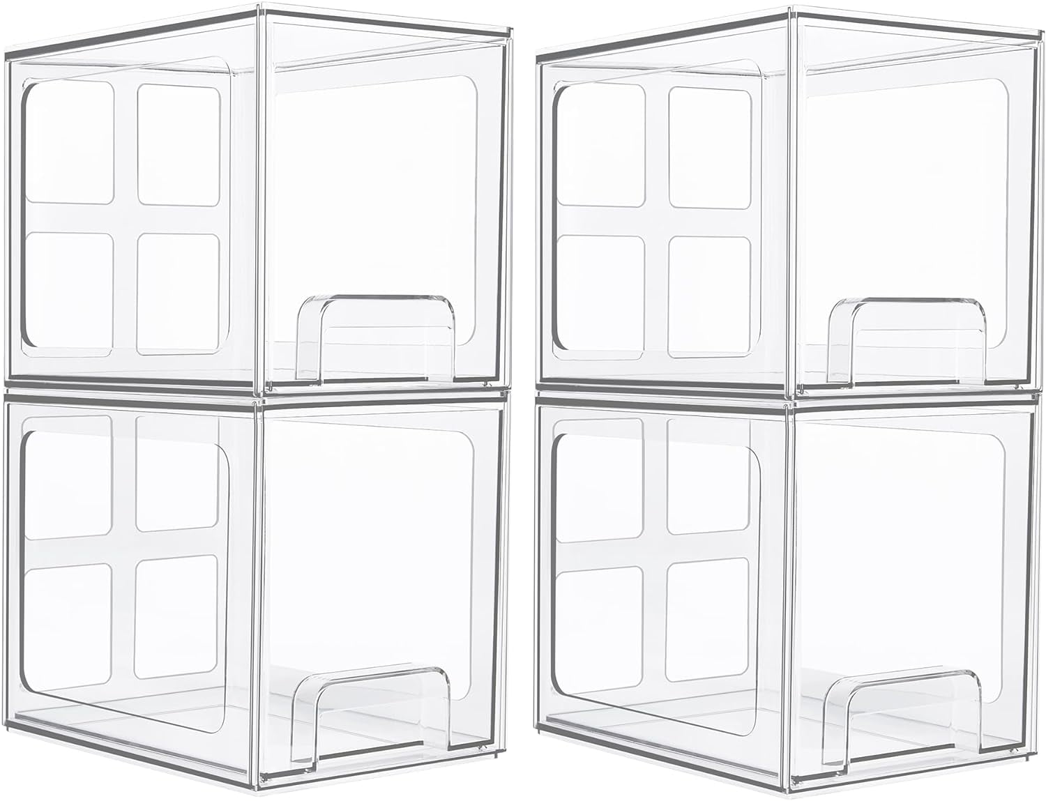 Vtopmart 4 Pack Stackable Storage Drawers, 6.6''Tall Acrylic Bathroom ...