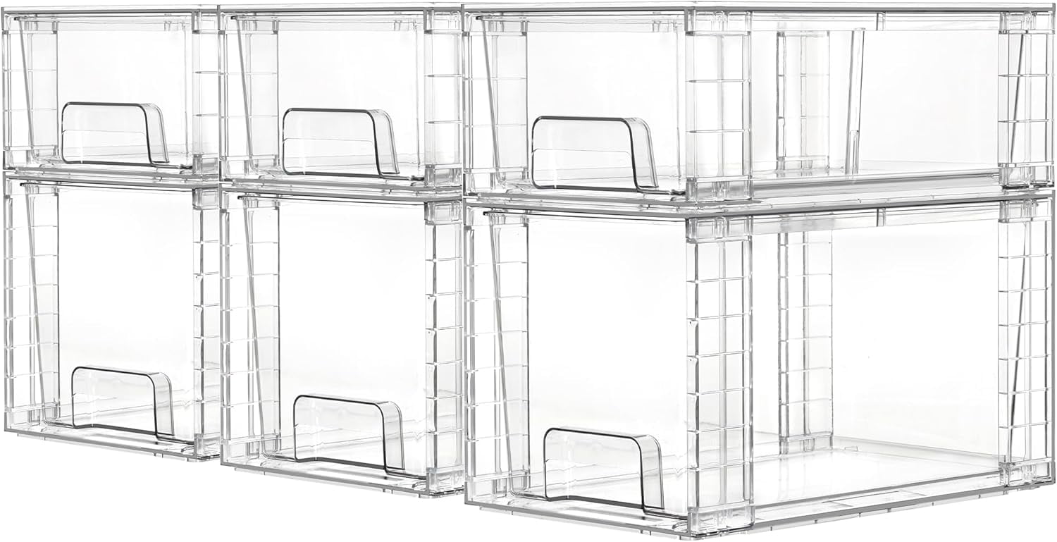 Vtopmart 6 Pack Clear Stackable Storage Drawers,Easy to Assemble ...