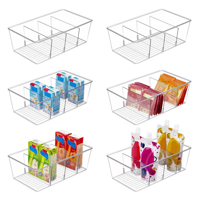 Vtopmart 6 Pack Food Storage Organizer Bins, Clear Plastic Bins for ...