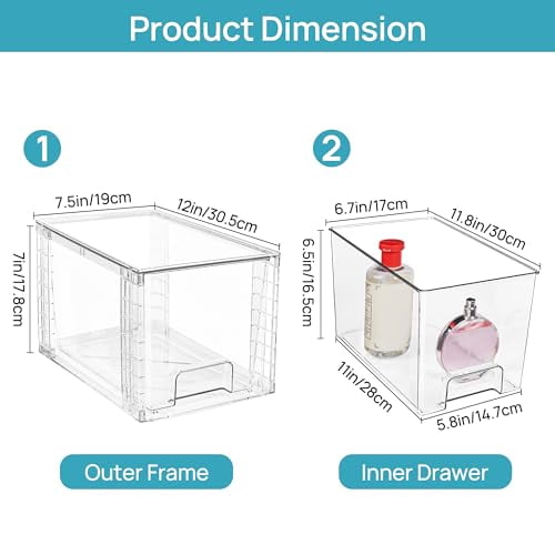 Vtopmart 6 Pack Large Stackable Storage Drawers,Easily Assemble Acrylic ...