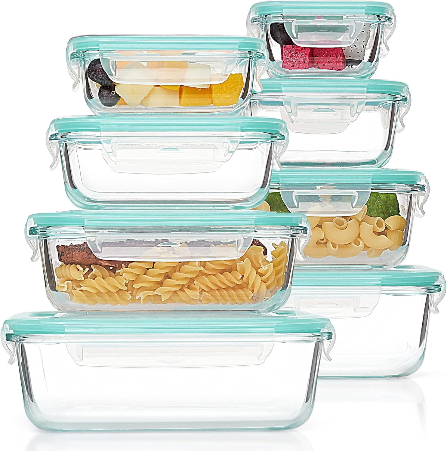 8 Pack Glass Food Storage Containers with Airtight Lids, Glass Meal ...