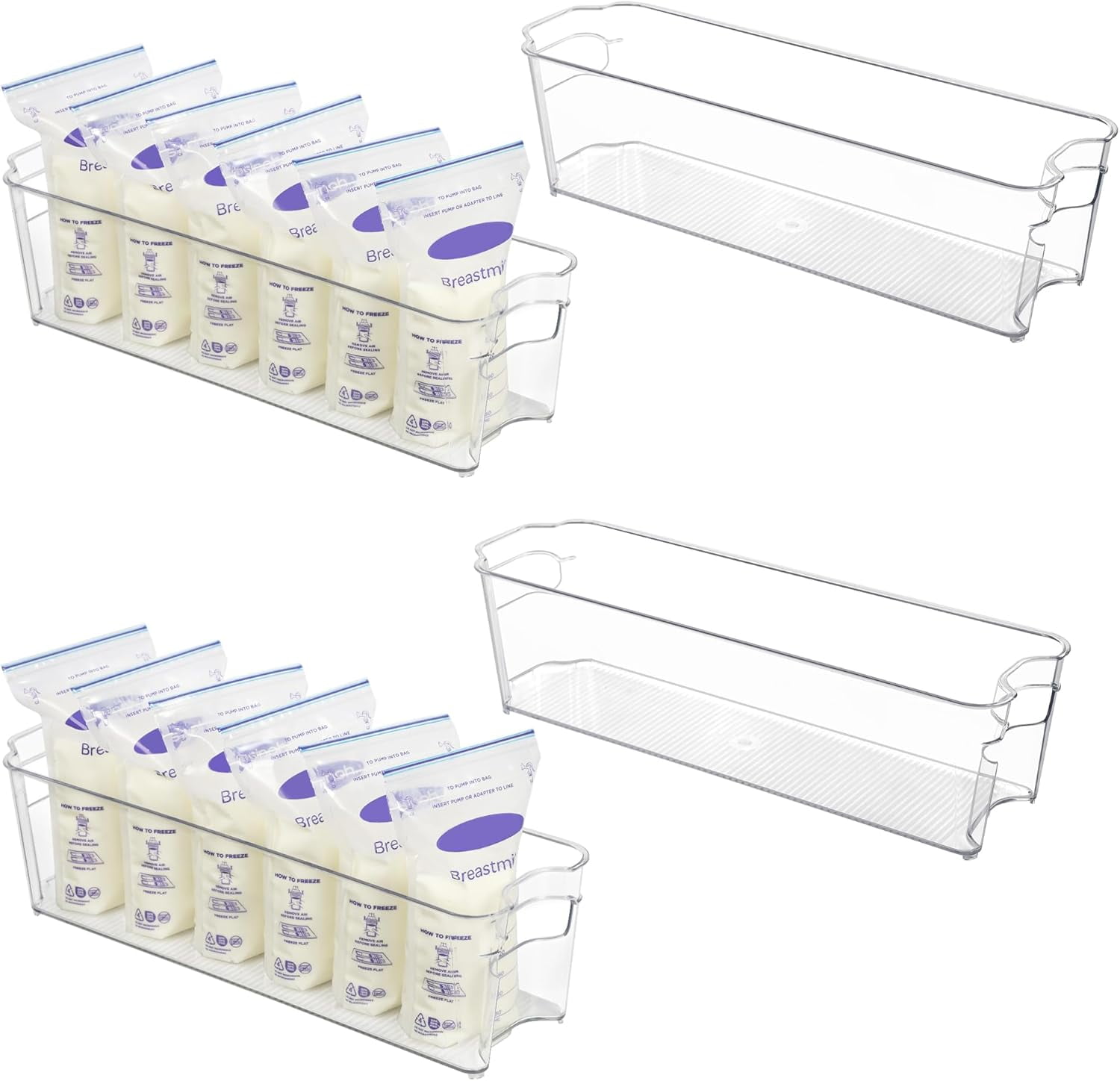 Vtopmart Breastmilk Storage Container 4PCS Set, Clear Freezer and ...