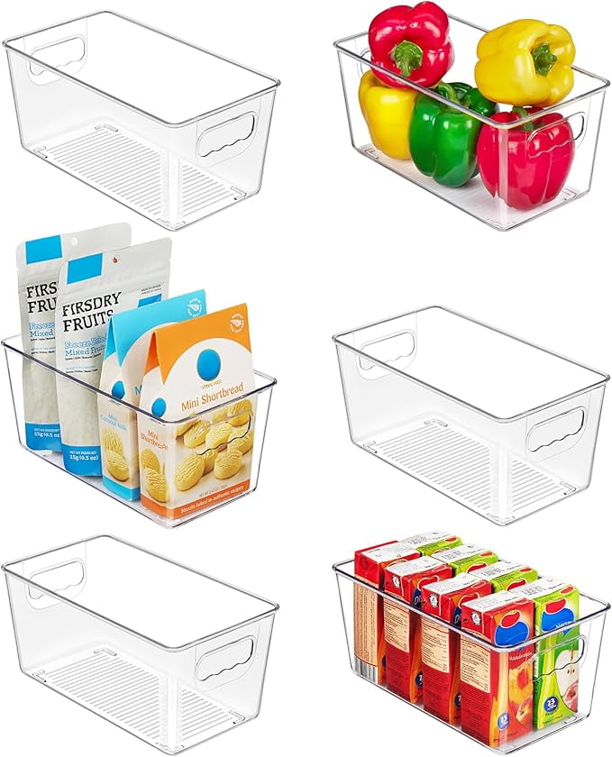 Vtopmart Clear Plastic Pantry Organizer Bins, 6 PCS Food Storage Bins ...