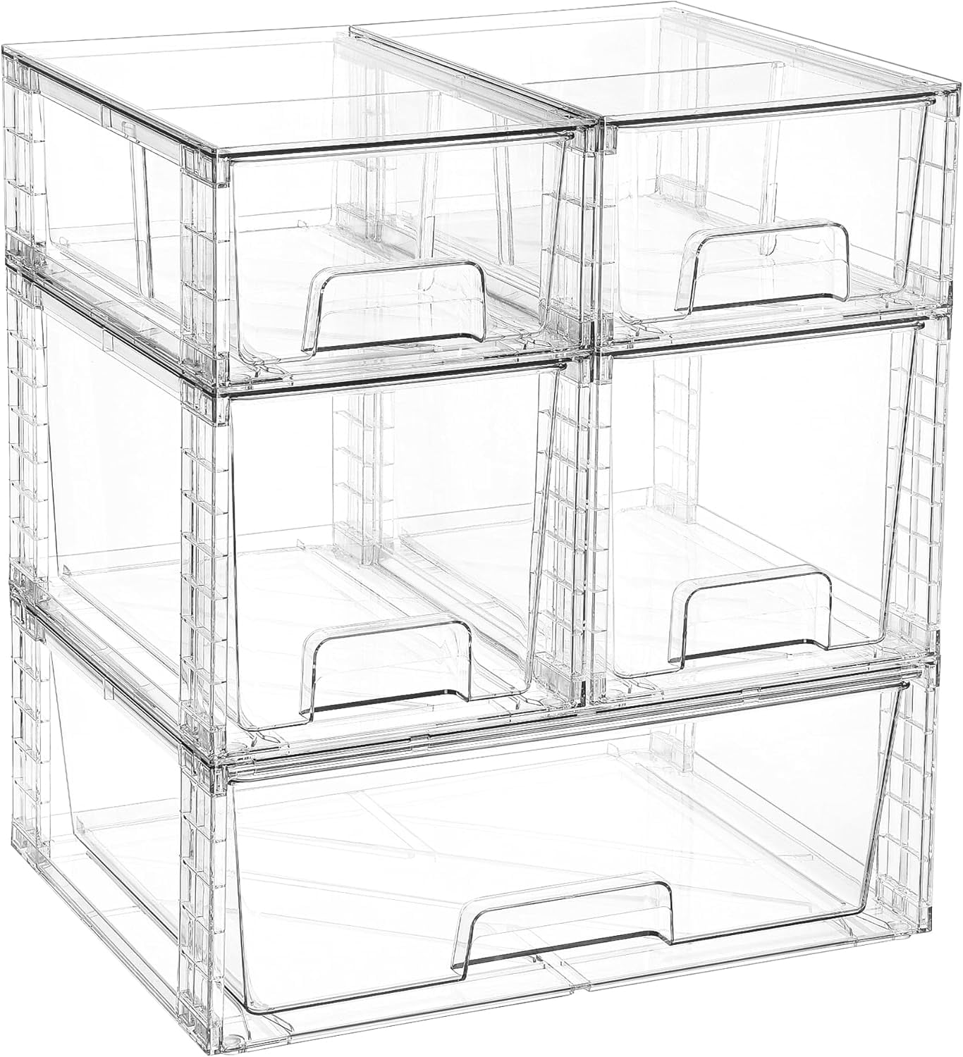 Vtopmart Clear Stackable Storage Drawers Set of 5, Easily Assemble Acrylic Bathroom Undersink ...