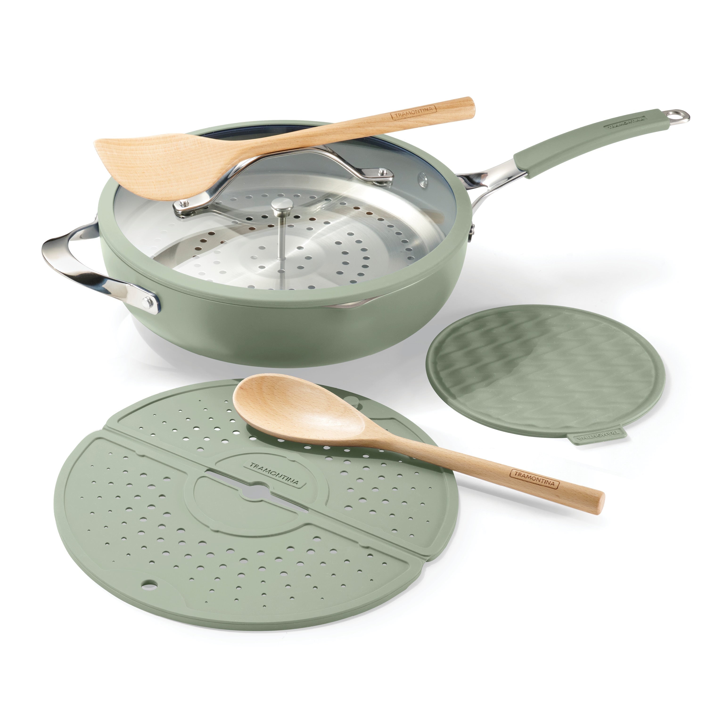 Tramontina Vue All-in-One Plus Pan, Ceramic Nonstick, 7-Piece Set ...