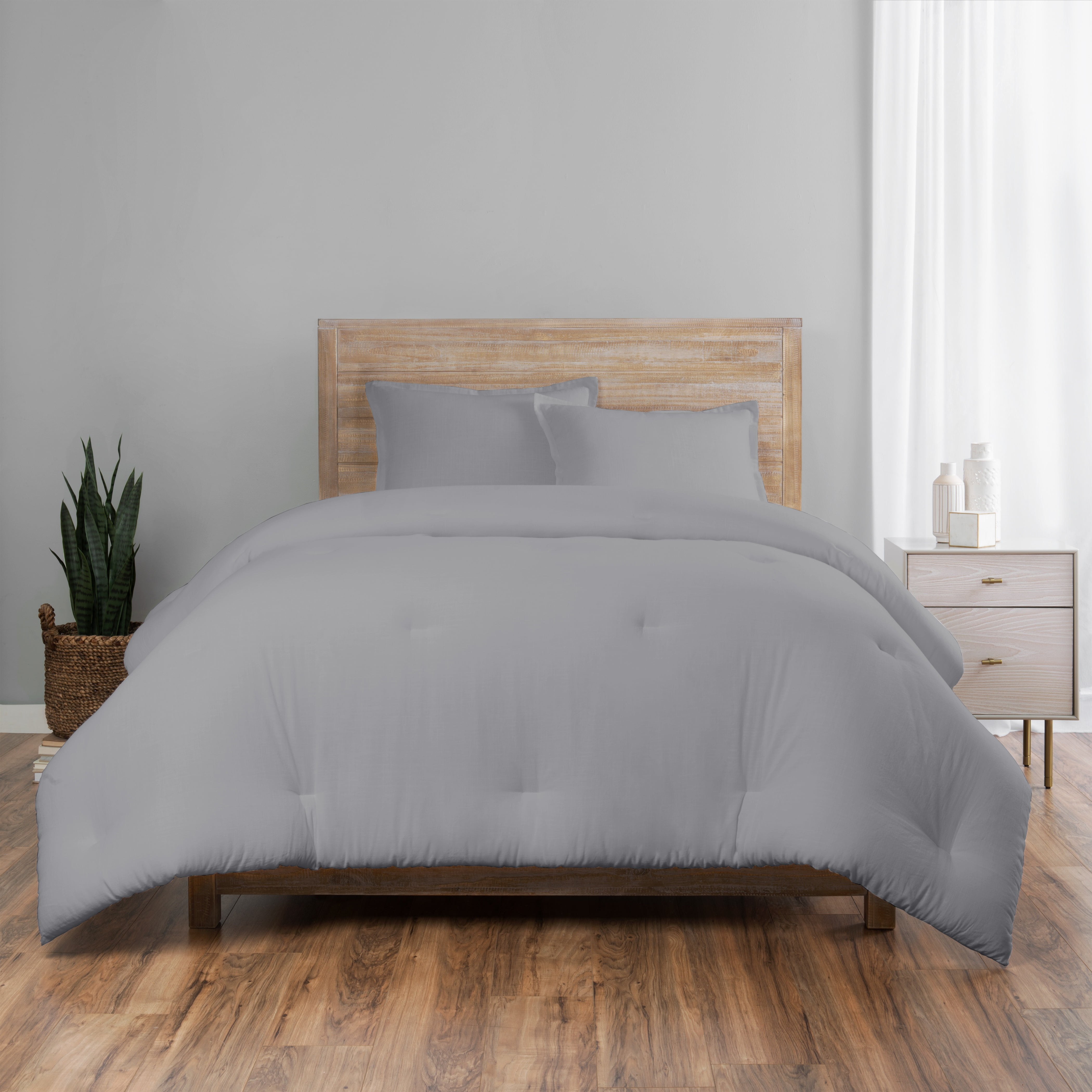 Vue Elements Lark Solid 3 piece 100% Cotton Duvet set - King - Gray - Walmart.com