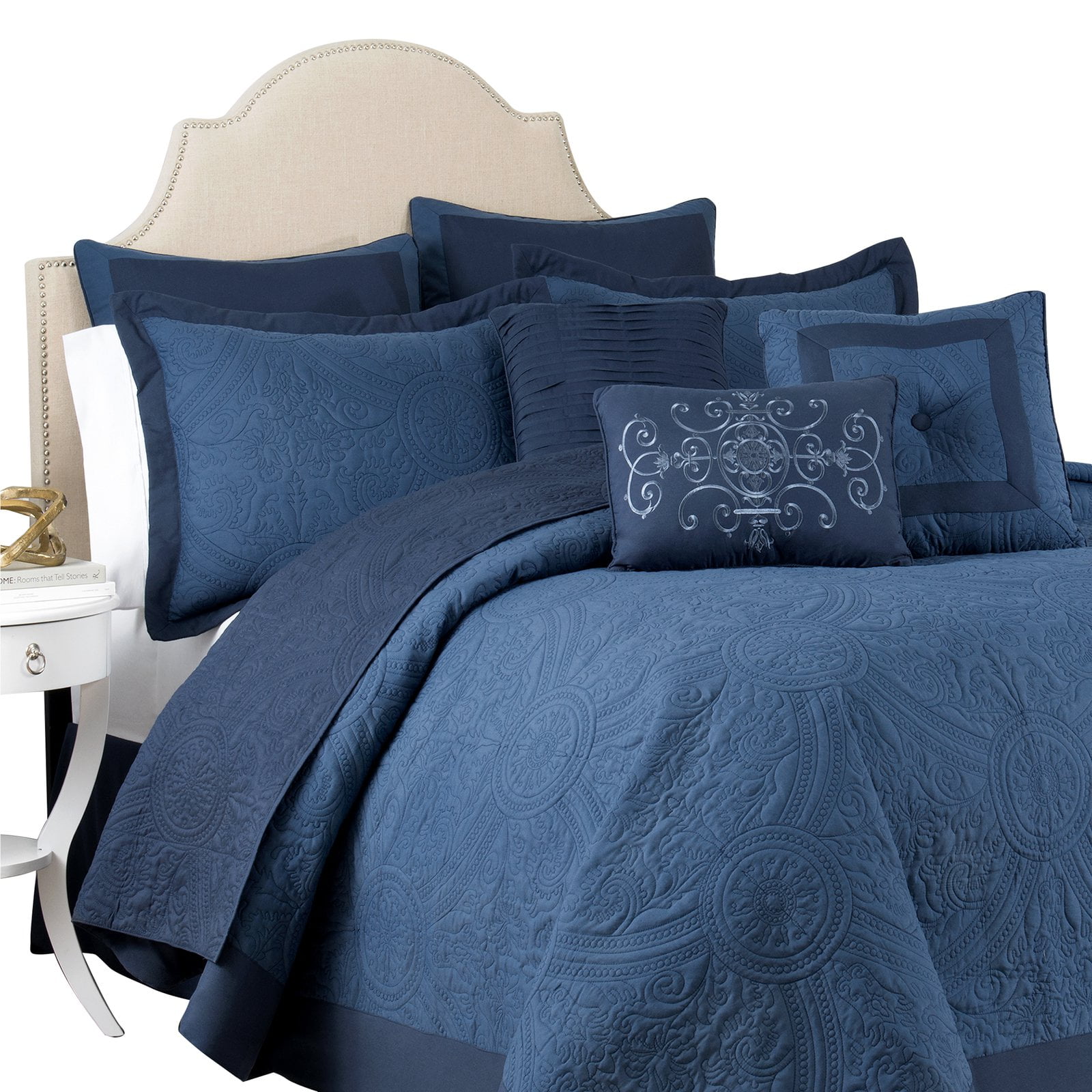 Free Shipping! Vue Signature Bensonhurst Embossed Blue Bedspread, King ...