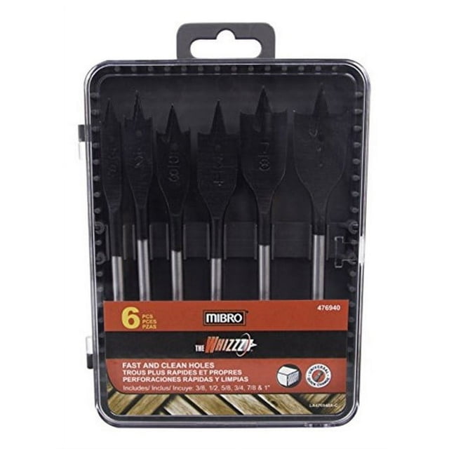 Vulcan 476940OR Wood Spade Drill Bit Set, 6-Piece, Steel, Bright Metal ...
