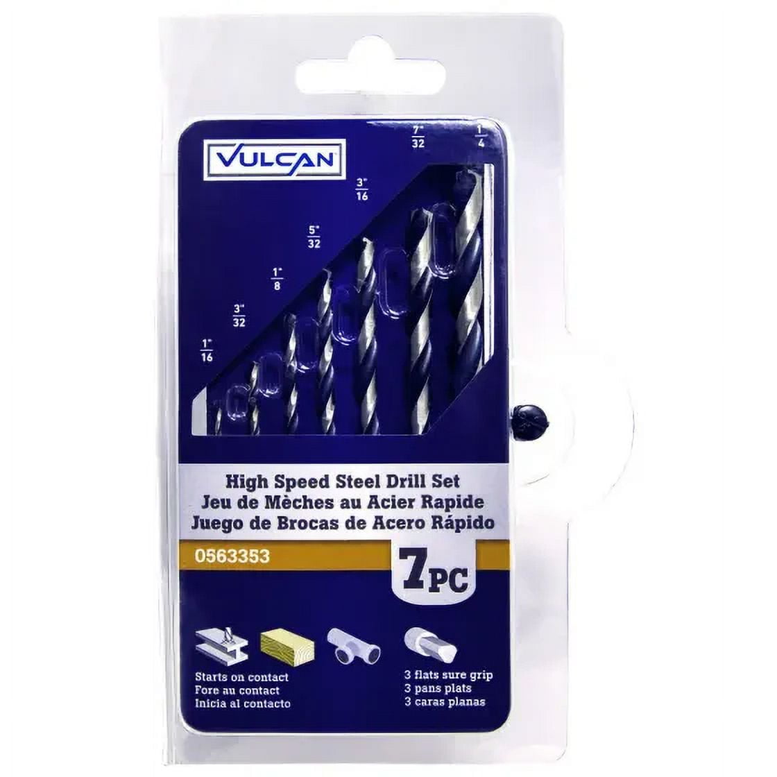Vulcan 887000OR High Speed Steel Drill Bit 7 Piece Set 1/16 Thru 1/4 ...