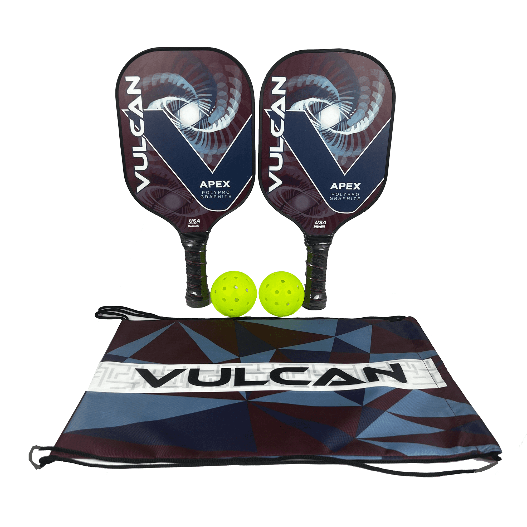 Vulcan Apex 2-Paddle Set | Red Graphite Paddles, 2 Balls, 1 Bag Set ...