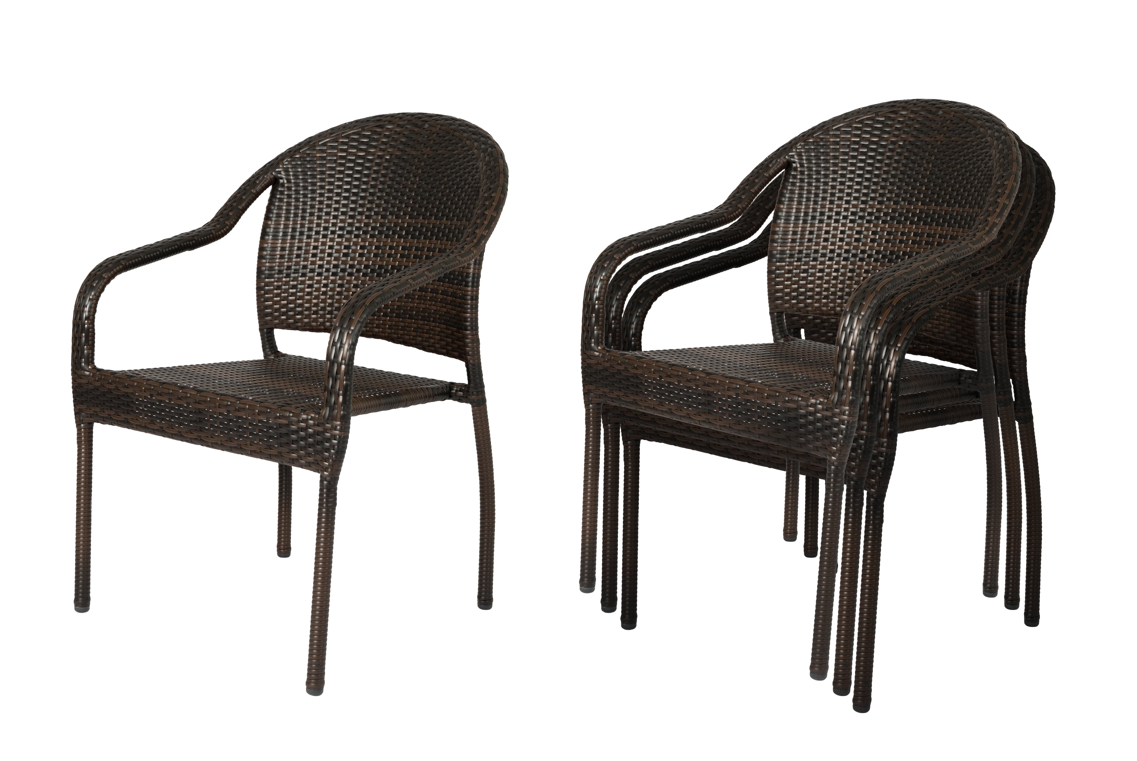 Vulcan Rhodos Resin Wicker Stacking Patio Dining Chairs – 4-Piece Set ...